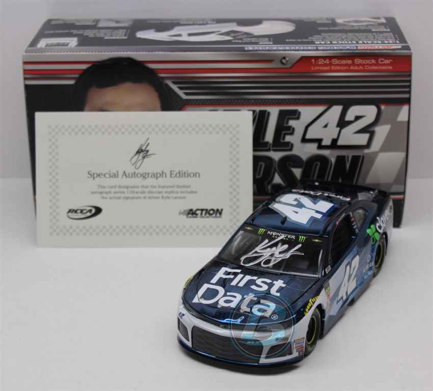 Kyle Larson Autographed 2018 First Data 1:24 Color Chrome Nascar Diecast