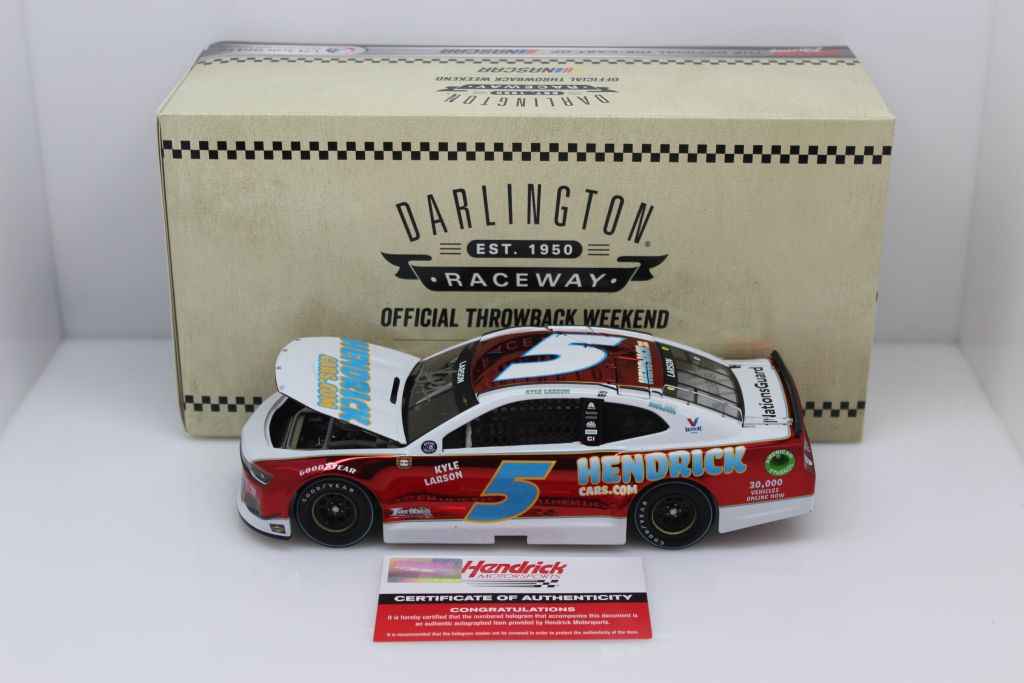 Kyle Larson Autographed 2021 HendrickCars.com Darlington Throwback 1:24 ...