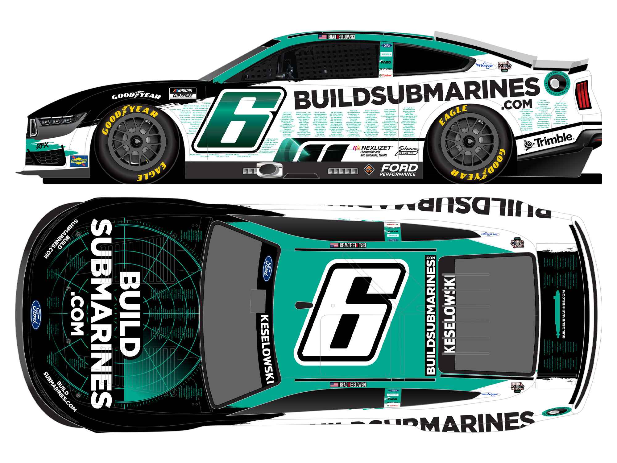 Brad Keselowski 2025 BuildSubmarines / Tribute to Veterans 1:64 Nascar ...