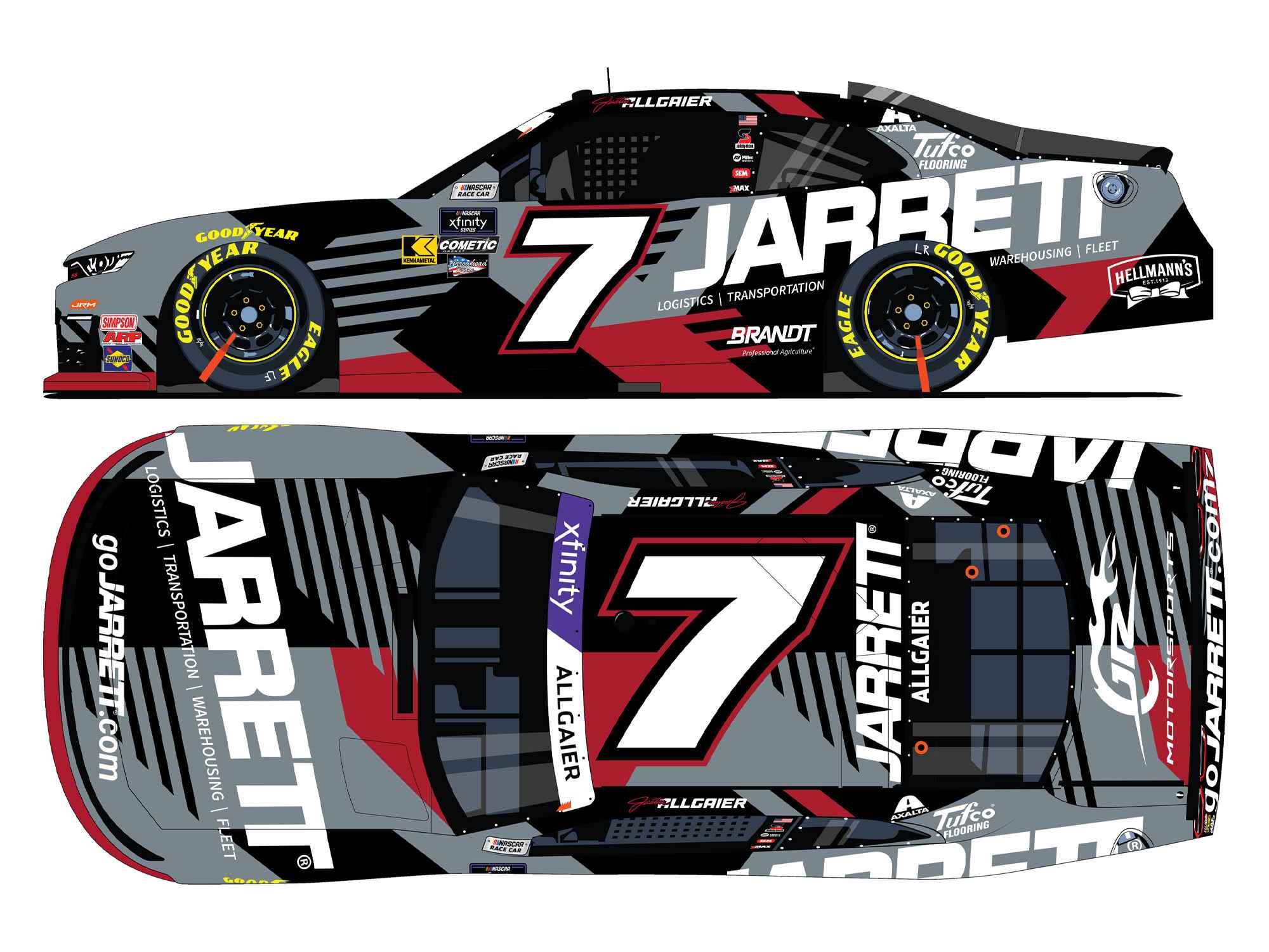 Justin Allgaier Autographed 2025 #7 Jarrett 1:24 Nascar Diecast