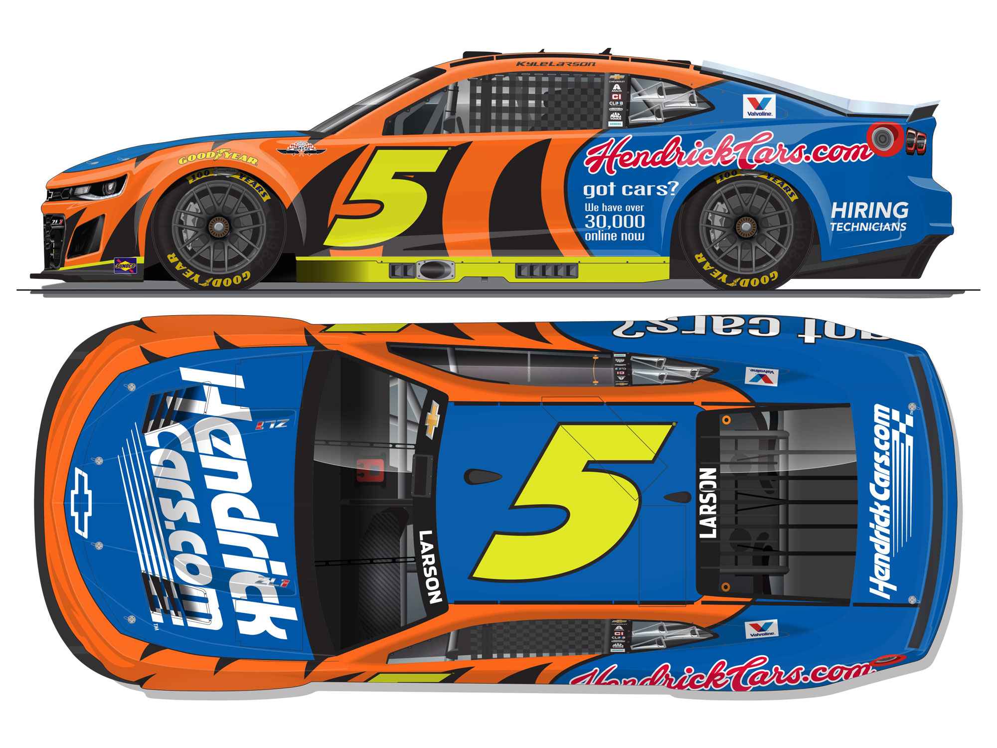 Kyle Larson 2025 Hendrickcars.com Throwback 1:24 Color Chrome Nascar ...